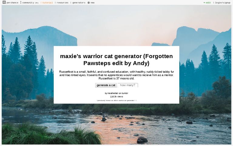 maxie's warrior cat generator (Forgotten Pawsteps edit by Andy)