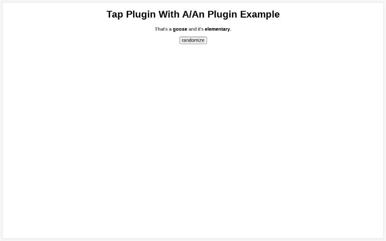 Tap Plugin With A/An Plugin Example