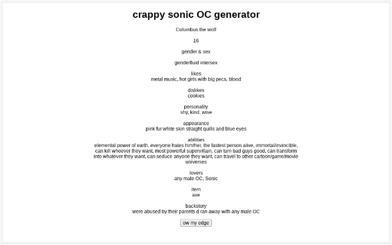 crappy sonic OC generator