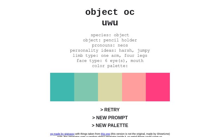 object oc uwu ― Perchance Generator