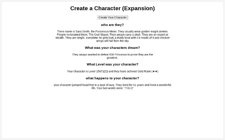 Create a Character (Expansion) ― Perchance Generator