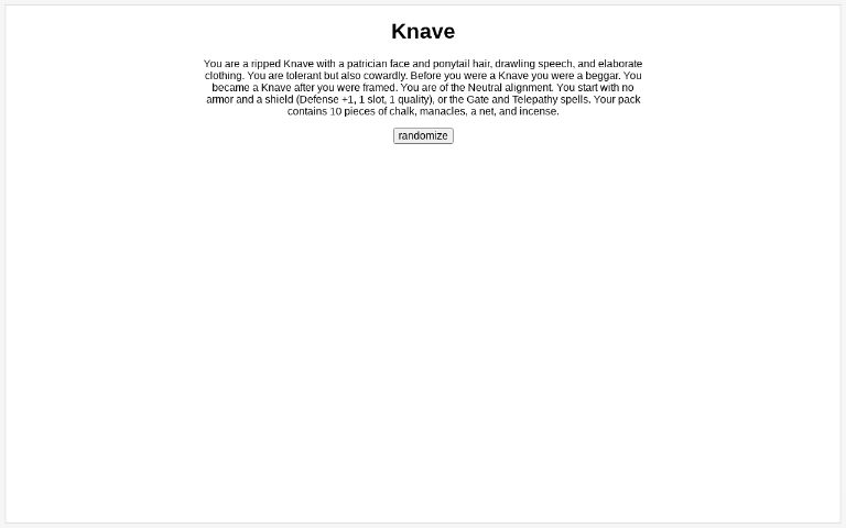 Knave ― Perchance Generator