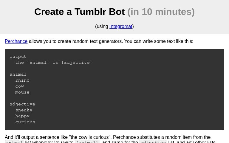 Create a Tumblr Bot (in 10 minutes) ― Perchance Generator
