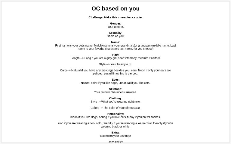 OC based on you ― Perchance Generator