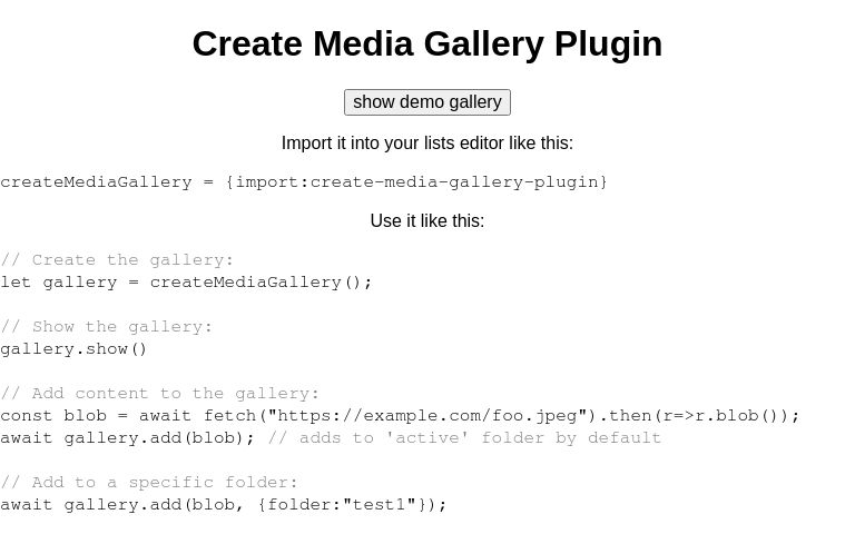Create Media Gallery Plugin