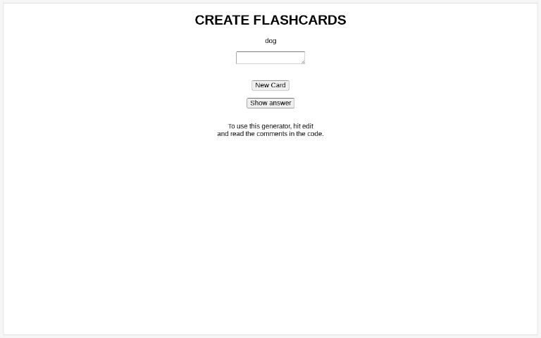 CREATE FLASHCARDS ― Perchance Generator