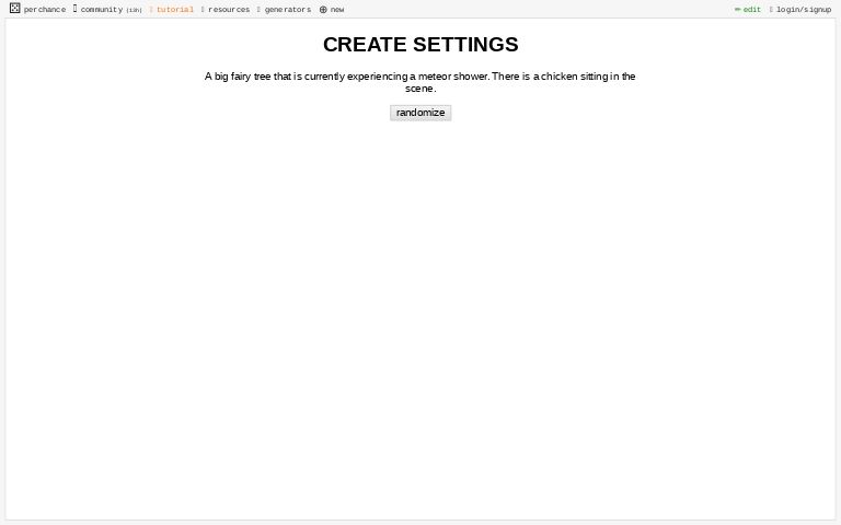 CREATE SETTINGS ― Perchance Generator