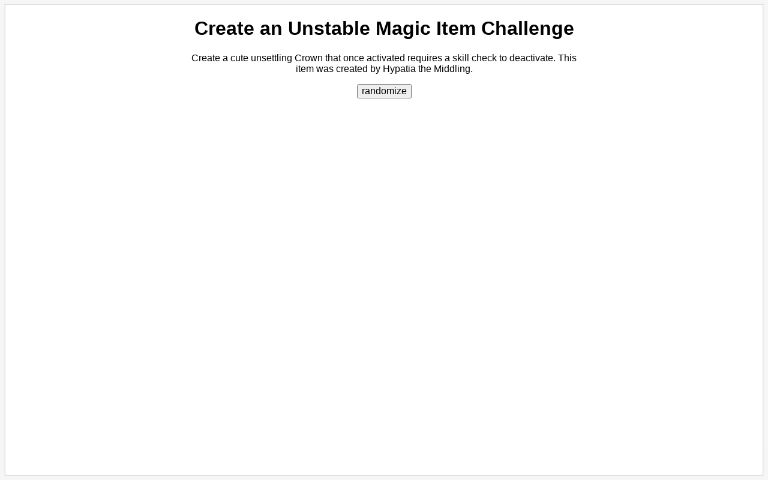 Create an Unstable Magic Item Challenge ― Perchance Generator