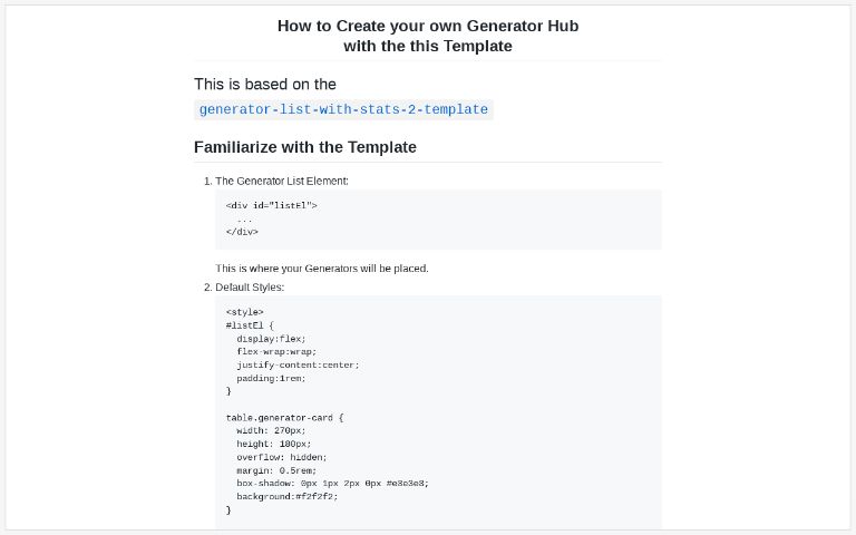 Generator List With Stats Template