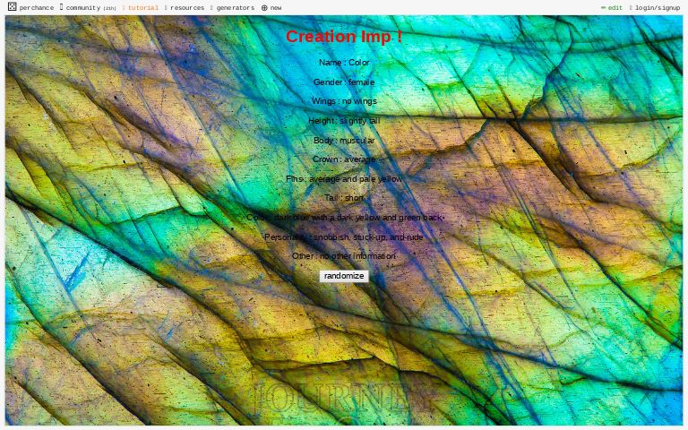 Creation Imp ! ― Perchance Generator