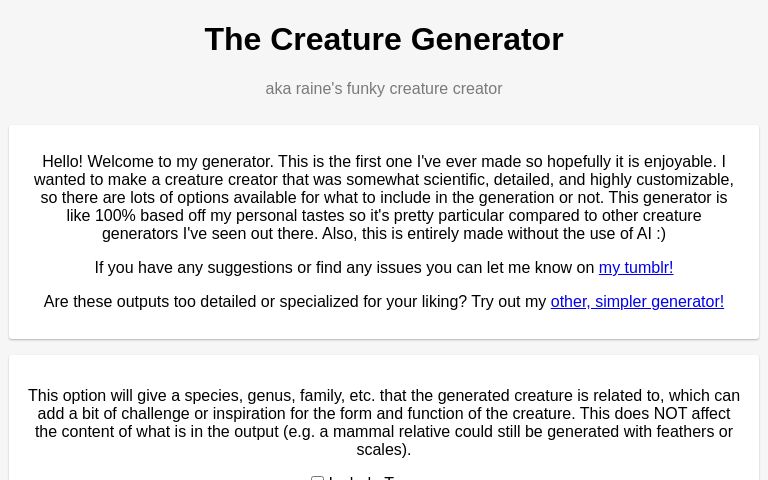 The Creature Generator