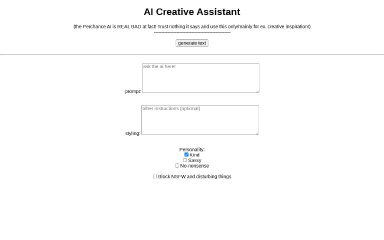AI Creative Assistant ― Perchance Generator