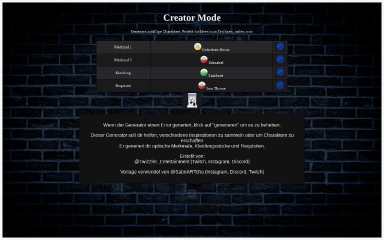 Creator Mode ― Perchance Generator