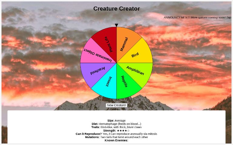 Creature Creator ― Perchance Generator