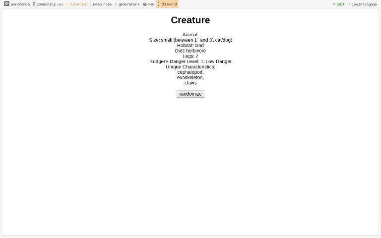 Creature ― Perchance Generator