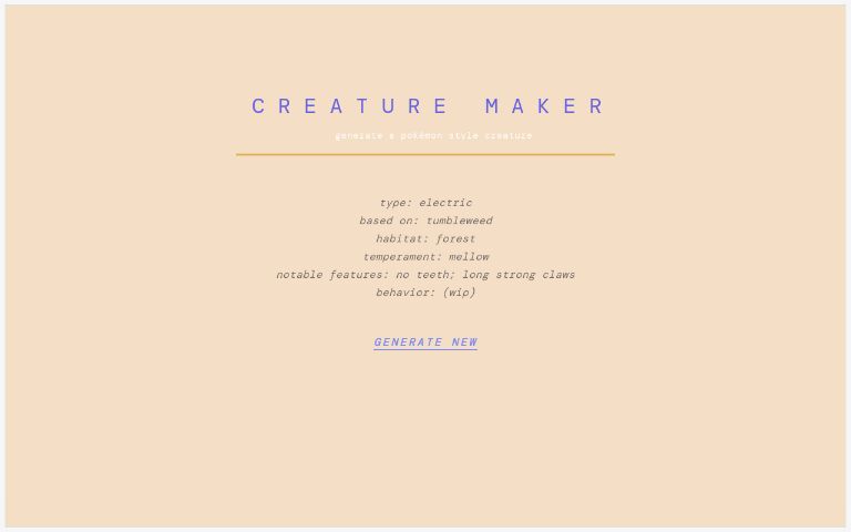 creature maker ― Perchance Generator