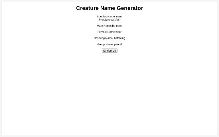 Creature Name Generator
