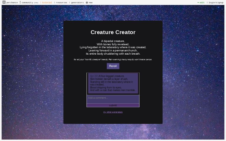 Creature Creator ― Perchance Generator