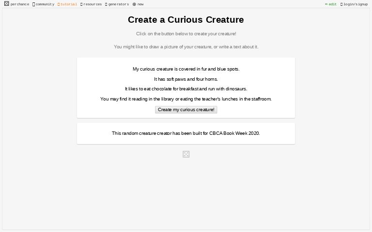 Create a Curious Creature ― Perchance Generator
