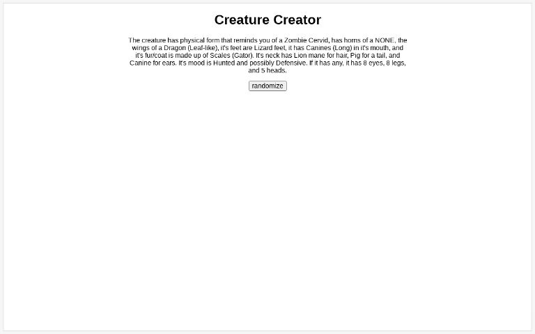Creature Creator ― Perchance Generator
