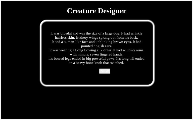 Creature Designer ― Perchance Generator