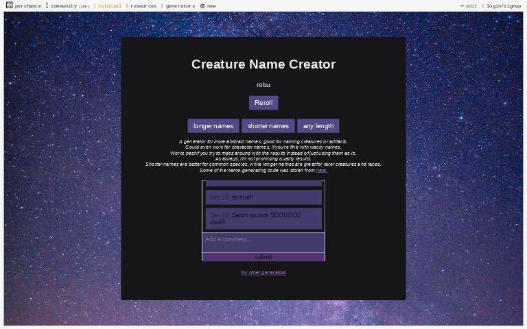 Creature Name Creator ― Perchance Generator