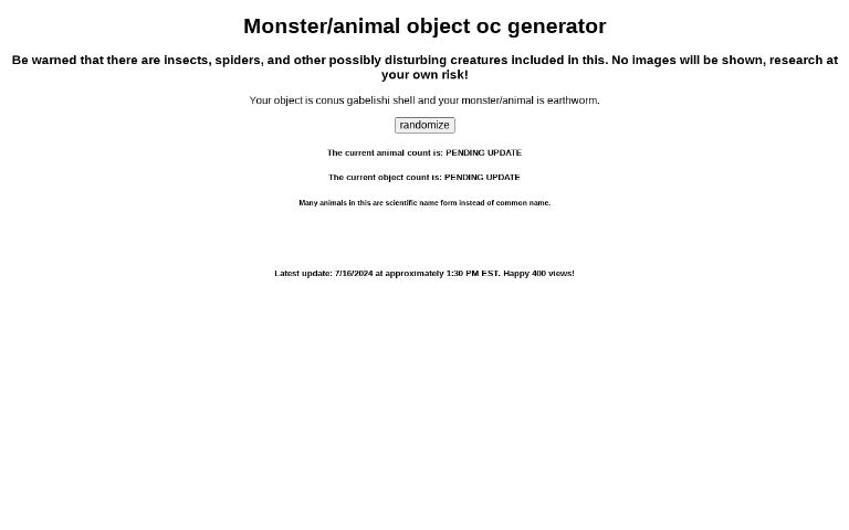 Monster/animal object oc generator