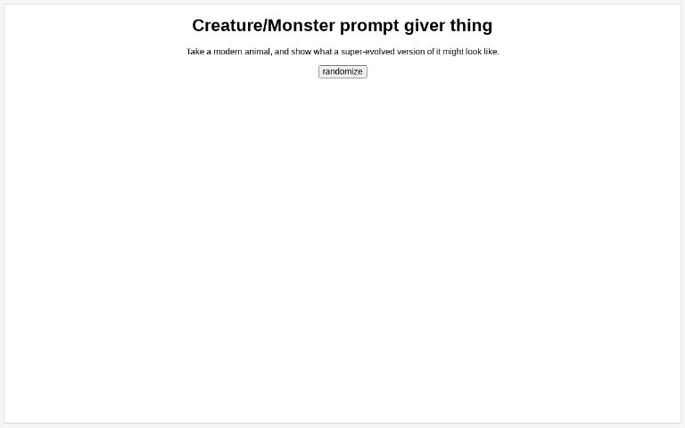 Creature/Monster prompt giver thing ― Perchance Generator