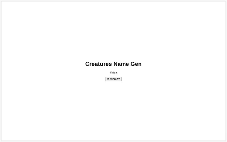Creatures Name Gen ― Perchance Generator