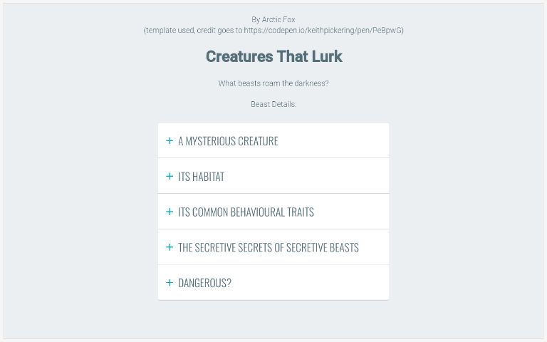 Creatures That Lurk ― Perchance Generator