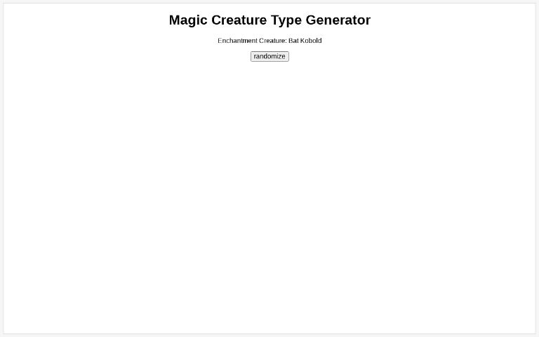 Magic Creature Type Generator