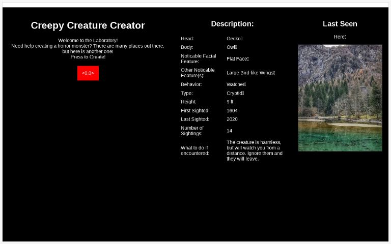 Creepy Creature Creator ― Perchance Generator