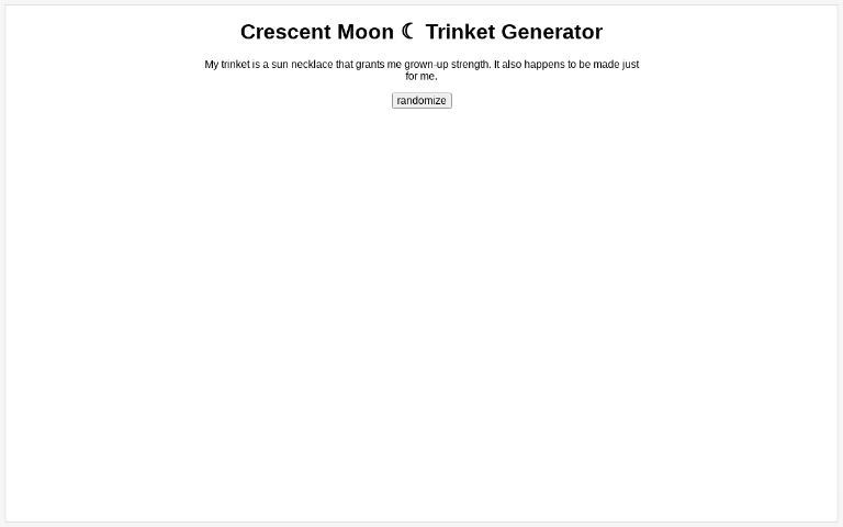 Crescent Moon ☾ Trinket Generator
