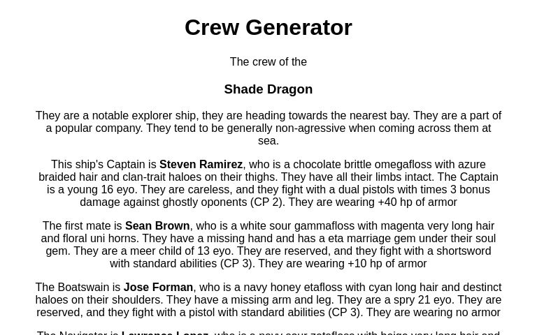 Crew Generator