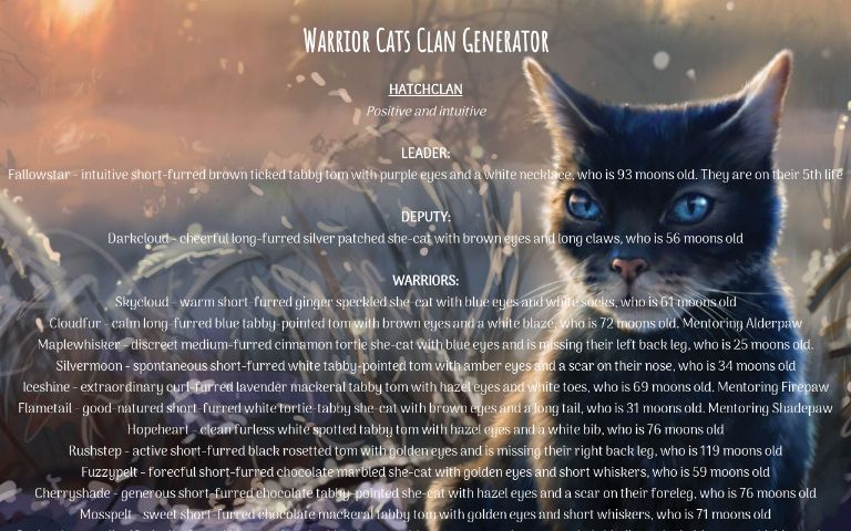Warrior Cats Clan Generator