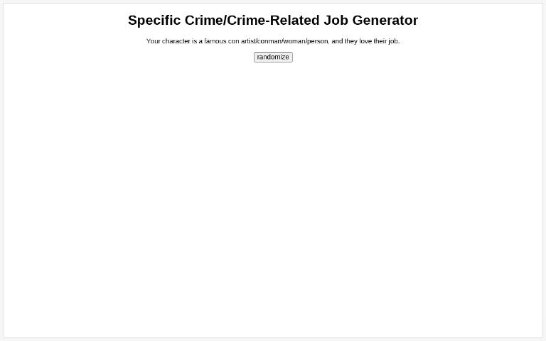 Specific Crime/Crime-Related Job Generator
