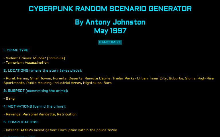 CRIME STORY PLOT GENERATOR