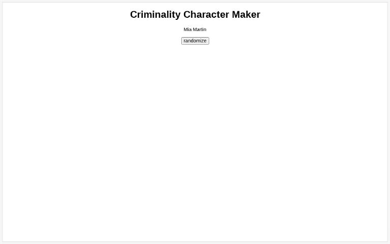 Criminality Character Maker ― Perchance Generator