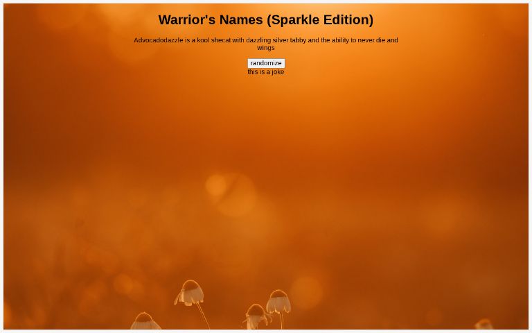 Warrior's Names (Sparkle Edition) ― Perchance Generator