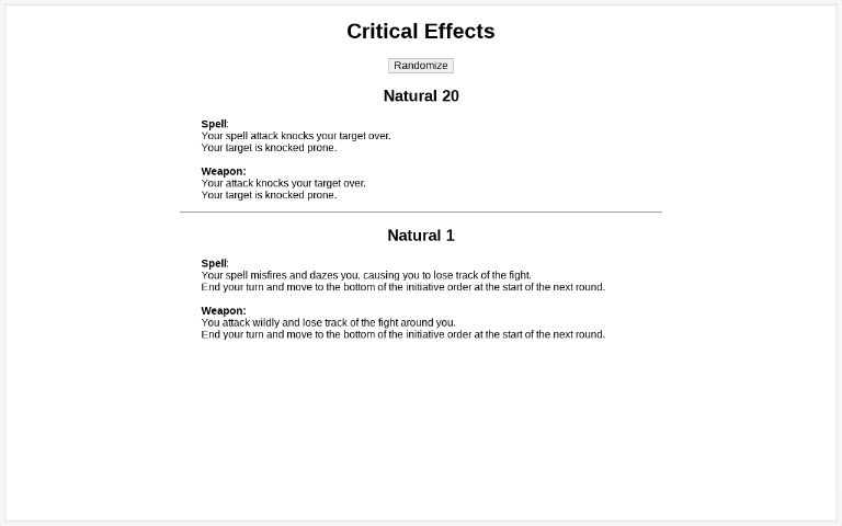 Critical Effects ― Perchance Generator