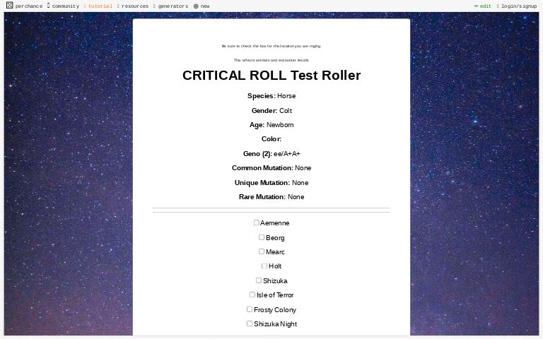 CRITICAL ROLL Test Roller ― Perchance Generator