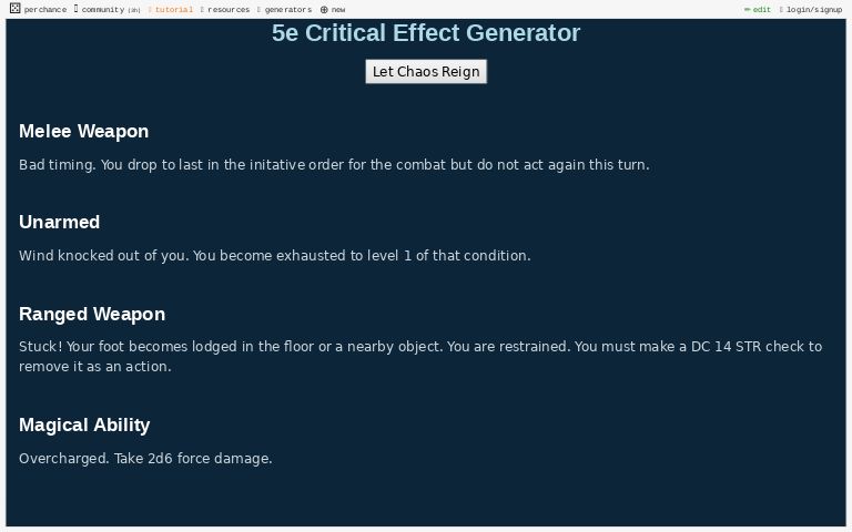 5e Critical Effect Generator