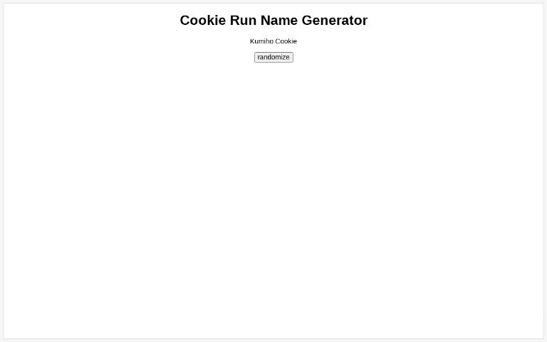 Cookie Run Name Generator