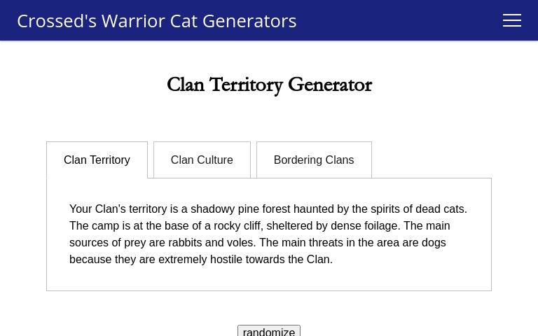 Crossed Clan Info Generator