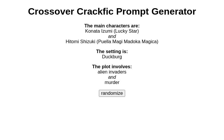 Crossover Crackfic Prompt Generator