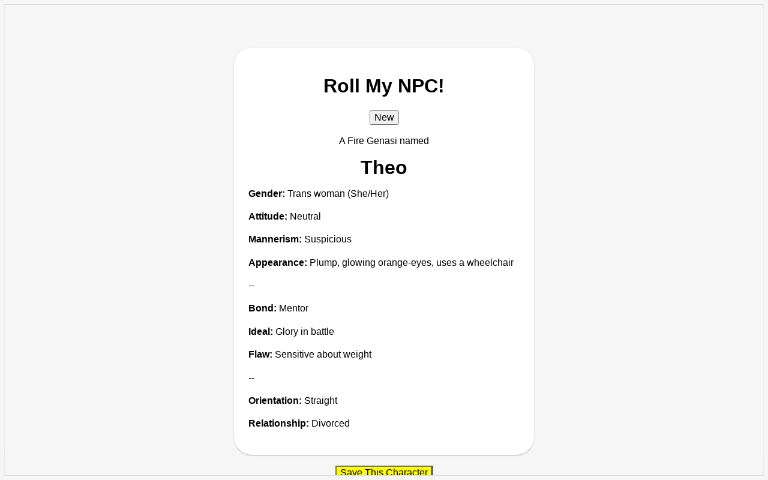 crossroad-npc ― Perchance Generator