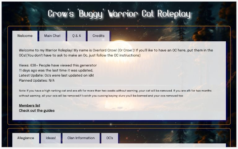 Crow's 'Buggy' Warrior Cat Roleplay