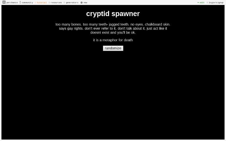 cryptid spawner ― Perchance Generator