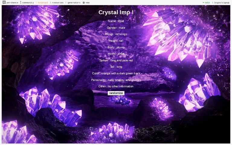 Crystal Imp ! ― Perchance Generator