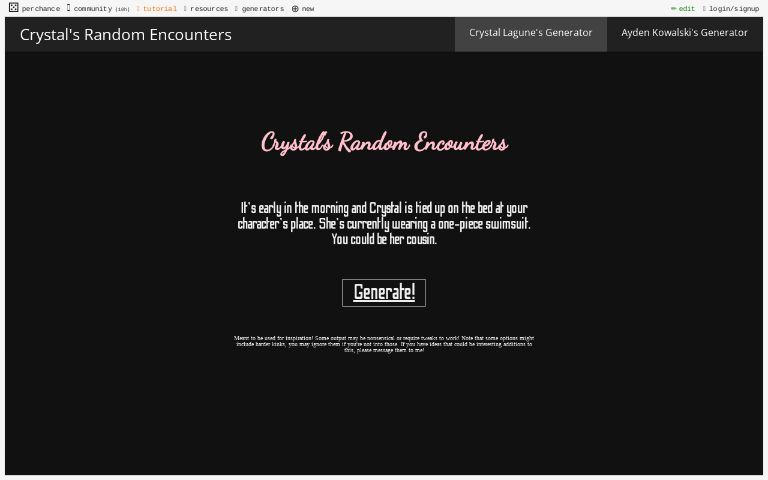 Crystal's Random Encounters ― Perchance Generator